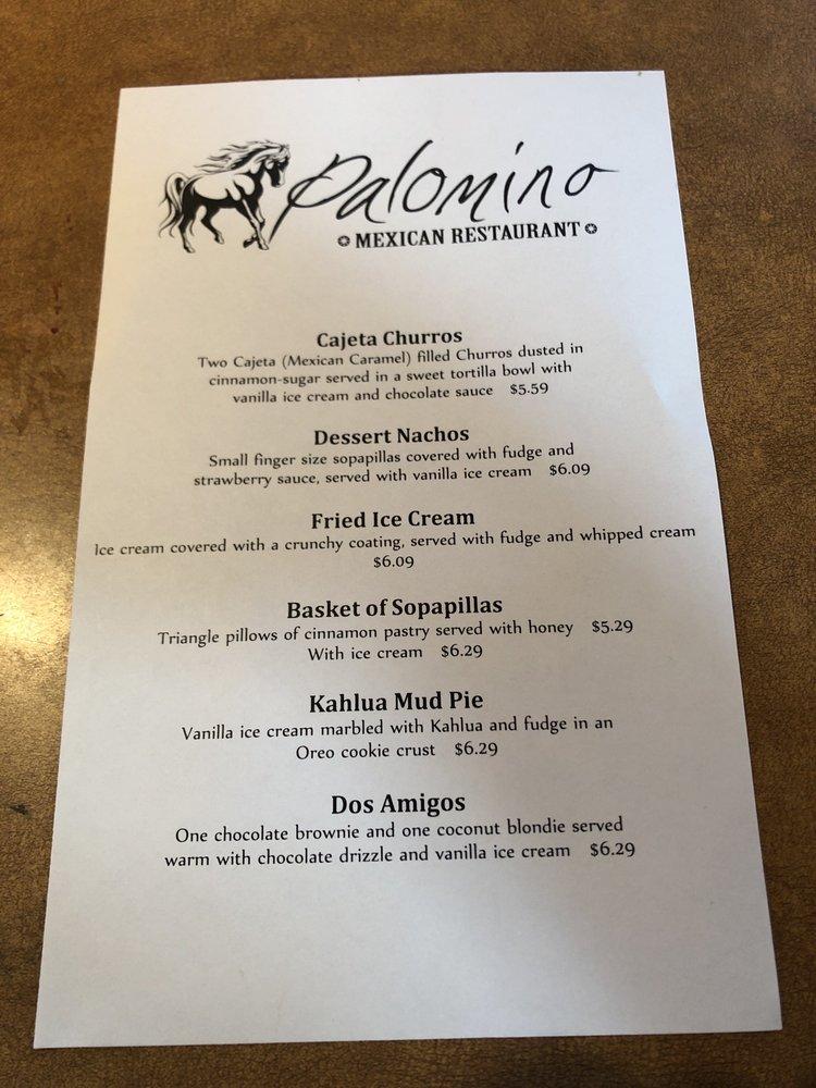 Menu at Palomino Mexican Restaurant, Evans