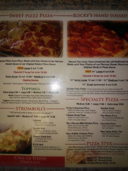 Menu at Sweet Pizzz pizzeria, Frackville