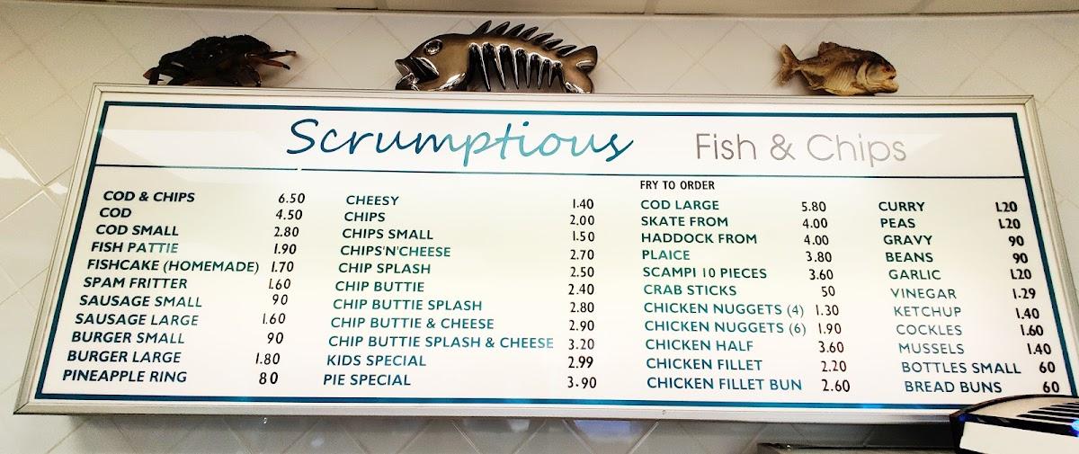Menu at Scrumptious fast food, Redcar, Unit 5