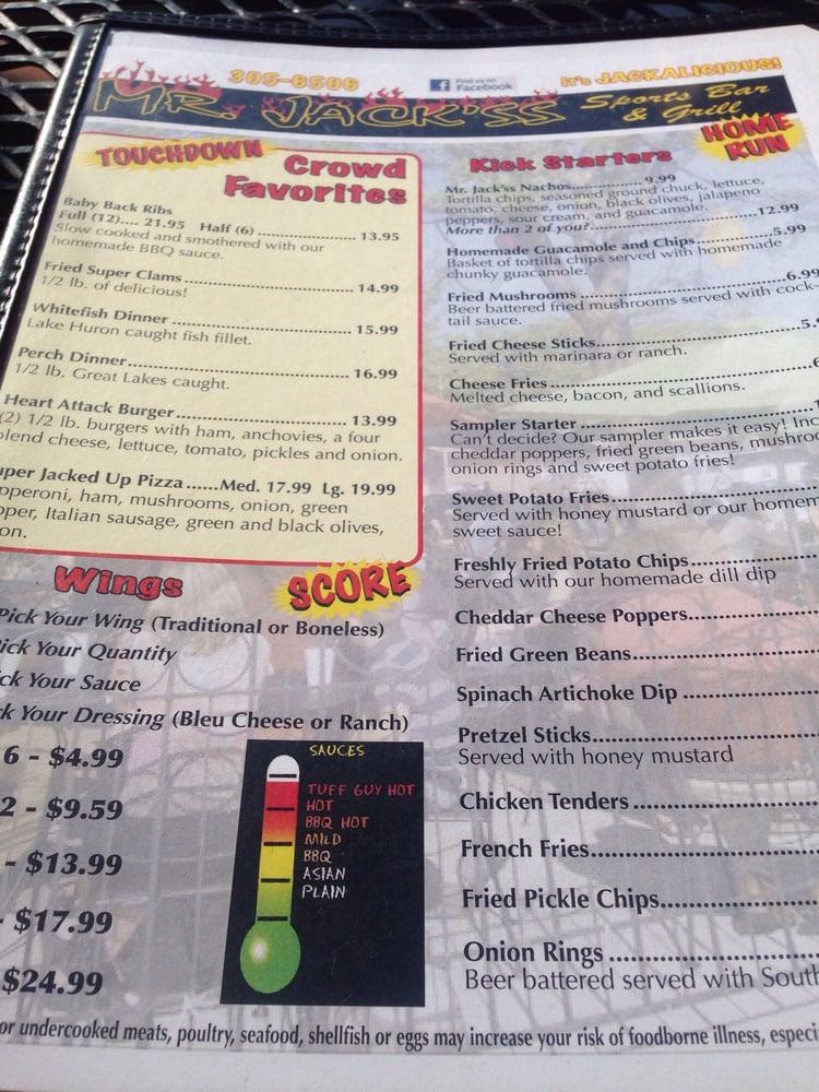 Menu at Mr Jack'ss Sports Bar & Grill, East Tawas