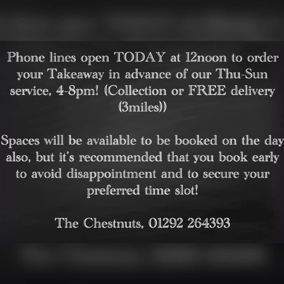 Menu at Chestnuts Restaurant & Hotel, Ayr