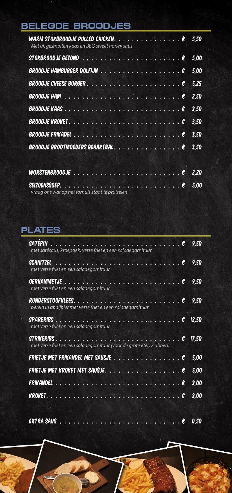 Menu at Dolphin Bowling, Tilburg