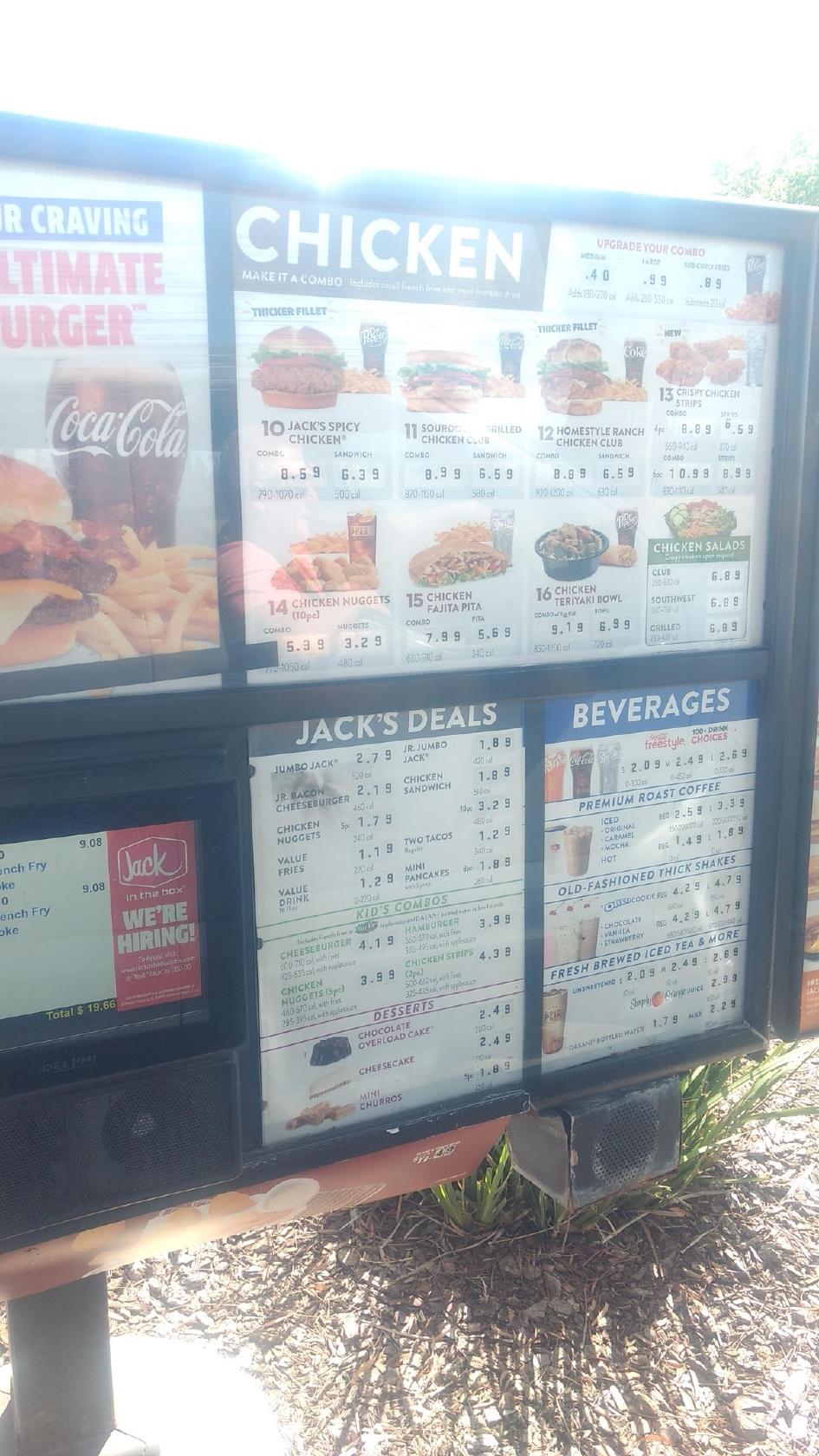 Menu at Jack in the Box fast food, Brentwood, 60 Technology Way