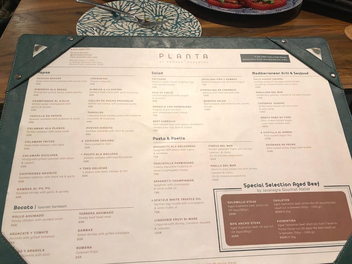 Menu at Planta Kitchen by Peresthu restaurant, Jakarta