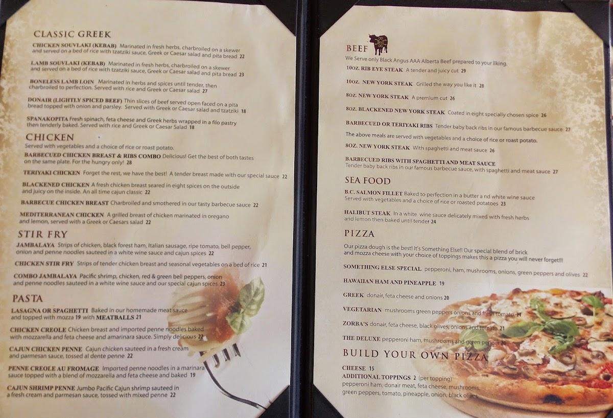 Menu at Something Else Restaurant, Jasper
