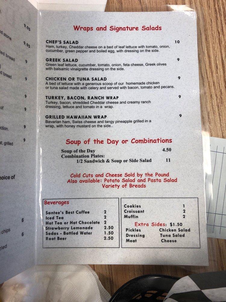 Menu at Craig's Deli cafe, Santee