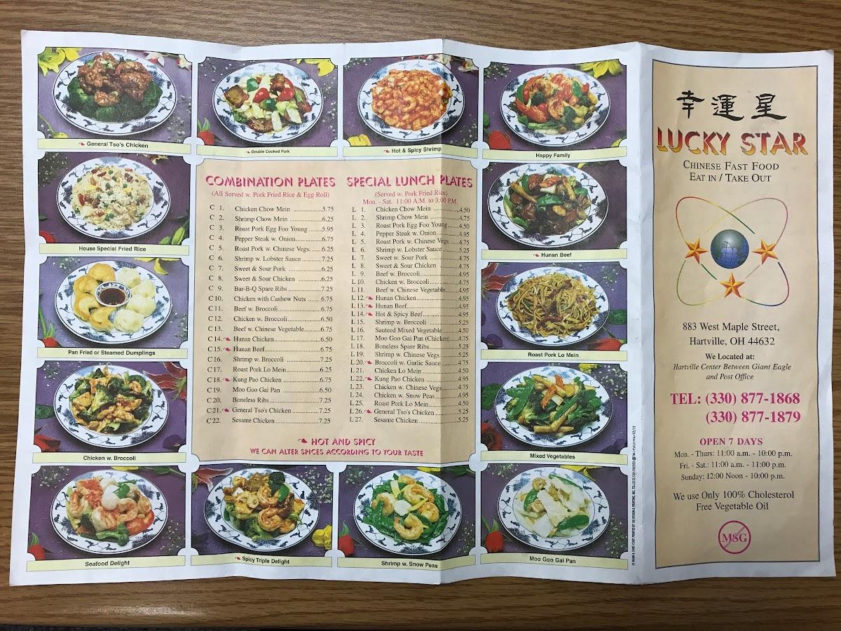 Menu at Lucky Star restaurant, Hartville