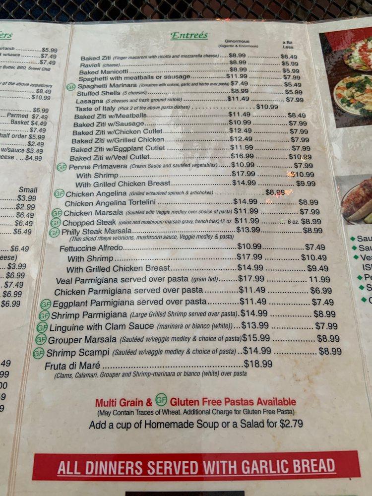 Menu at Angelina's Pizzeria, DeLand
