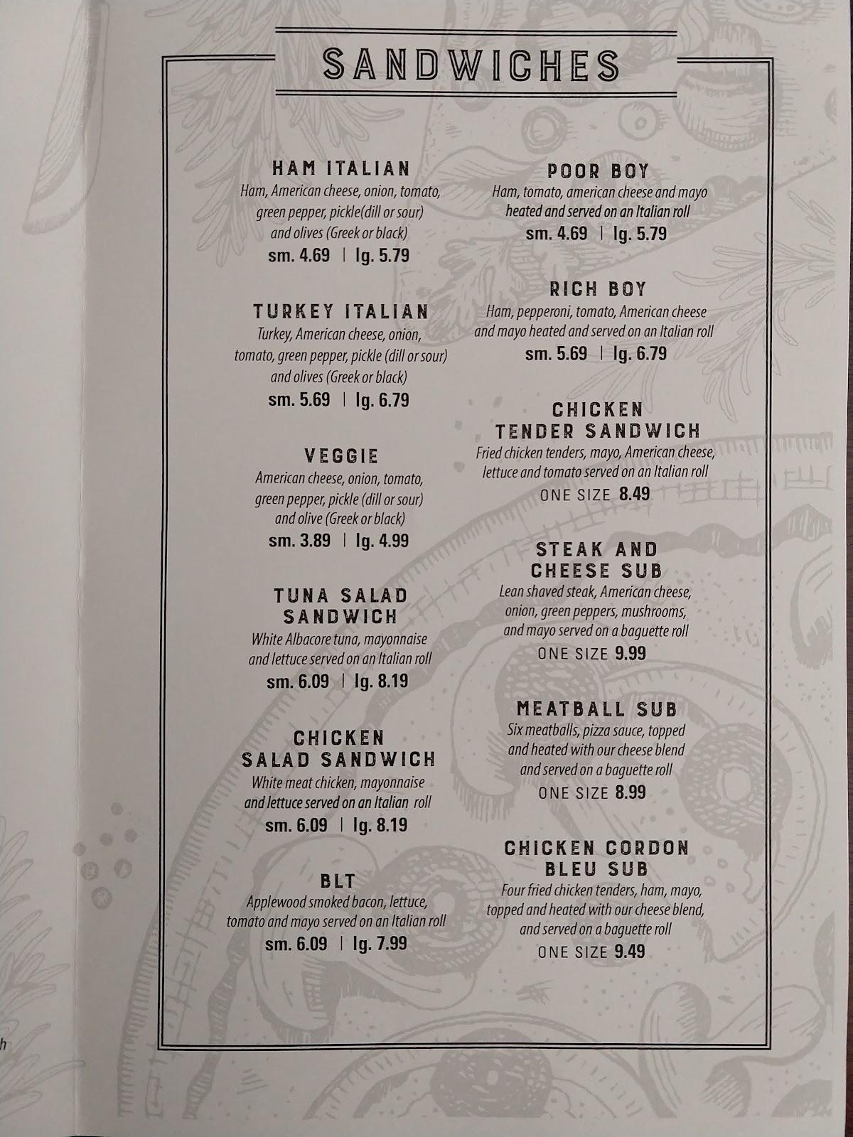 Menu at The Beacon pizzeria, Raymond