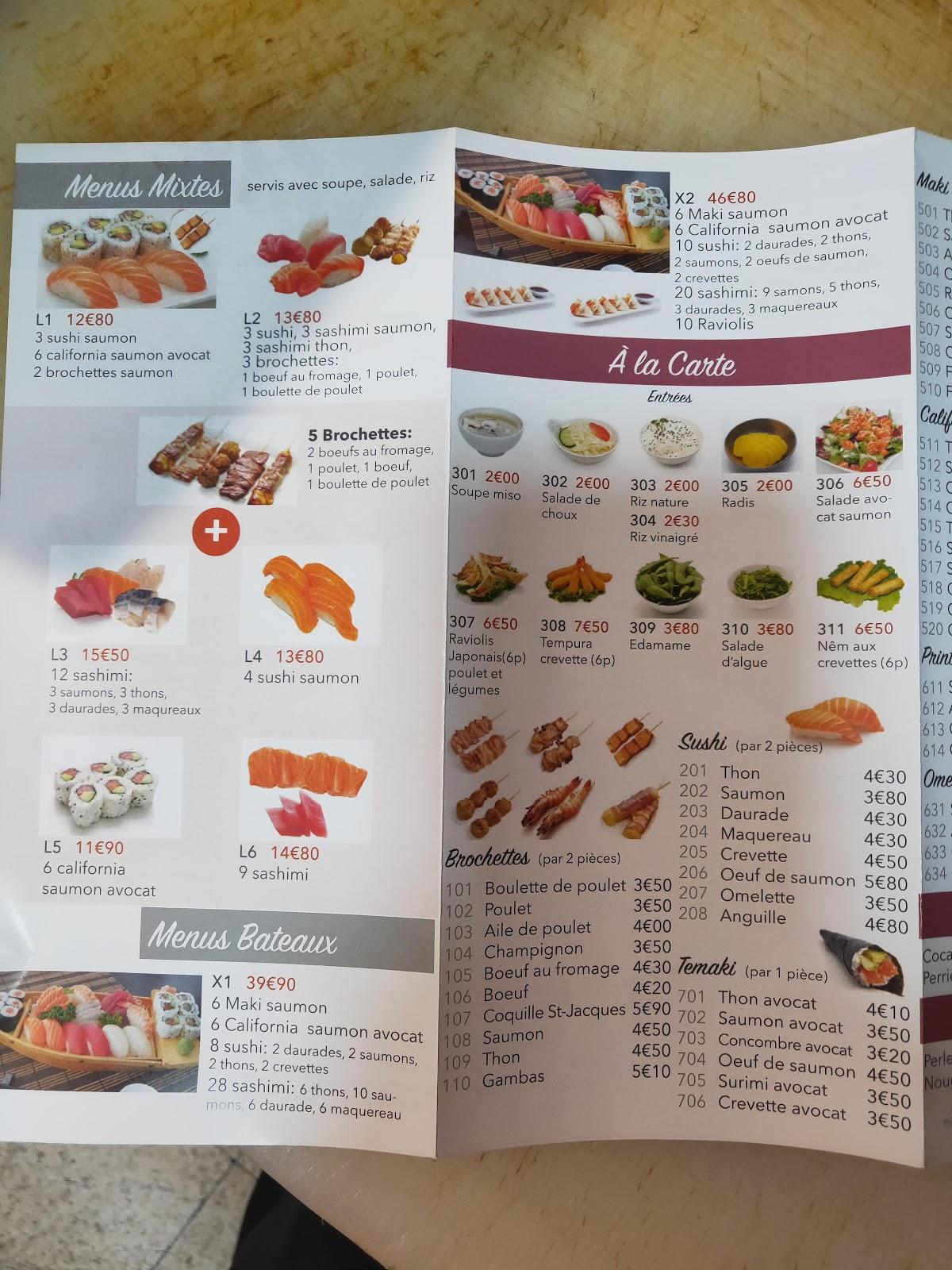 Menu at O'bon Sushi restaurant, Levallois-Perret