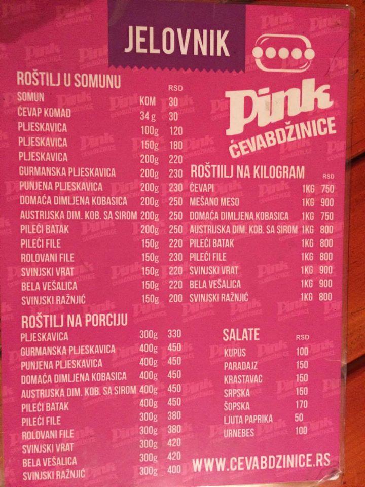 Speisekarte von Pink Panter restaurant, Grocka