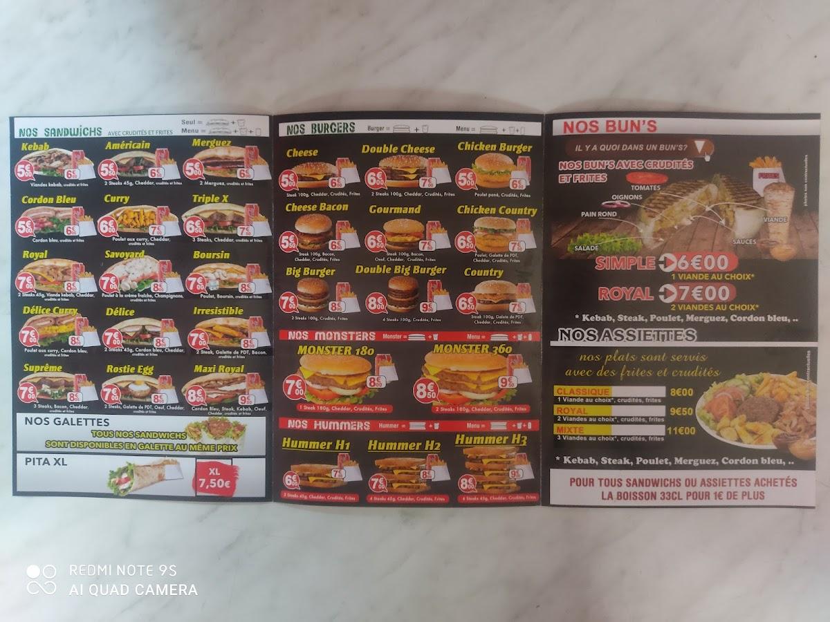 Carta del restaurante Royal kebab, Vibraye