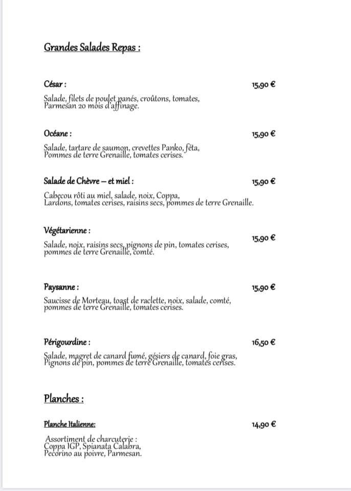 Menu at La Fille du Potager restaurant, Troyes