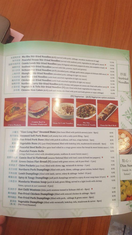 Menu at Peaceful Restaurant, Surrey