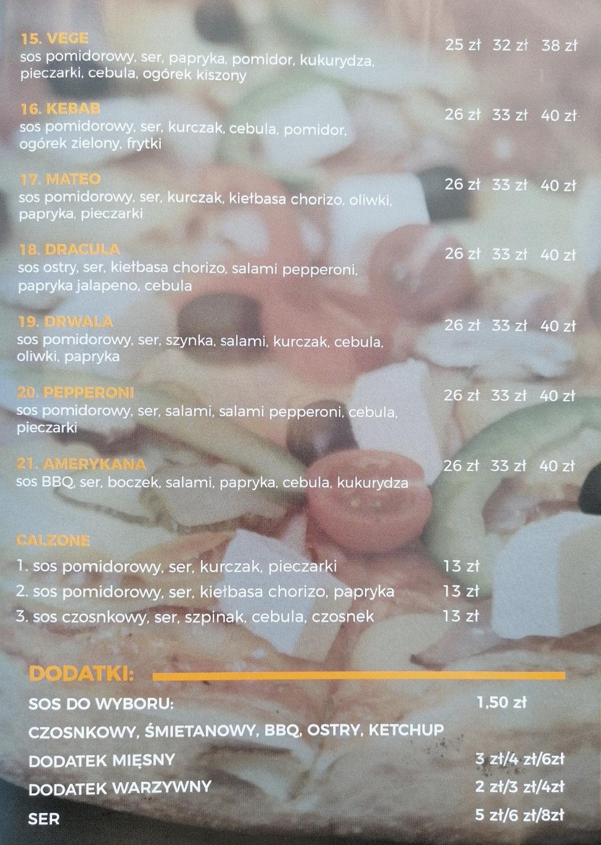 Menu at Pizzeria Mateo, Proszowice