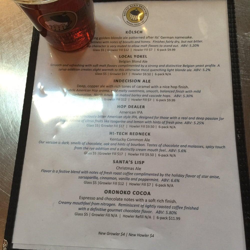 Menu at Round Barn Brewery & Public House, Baroda