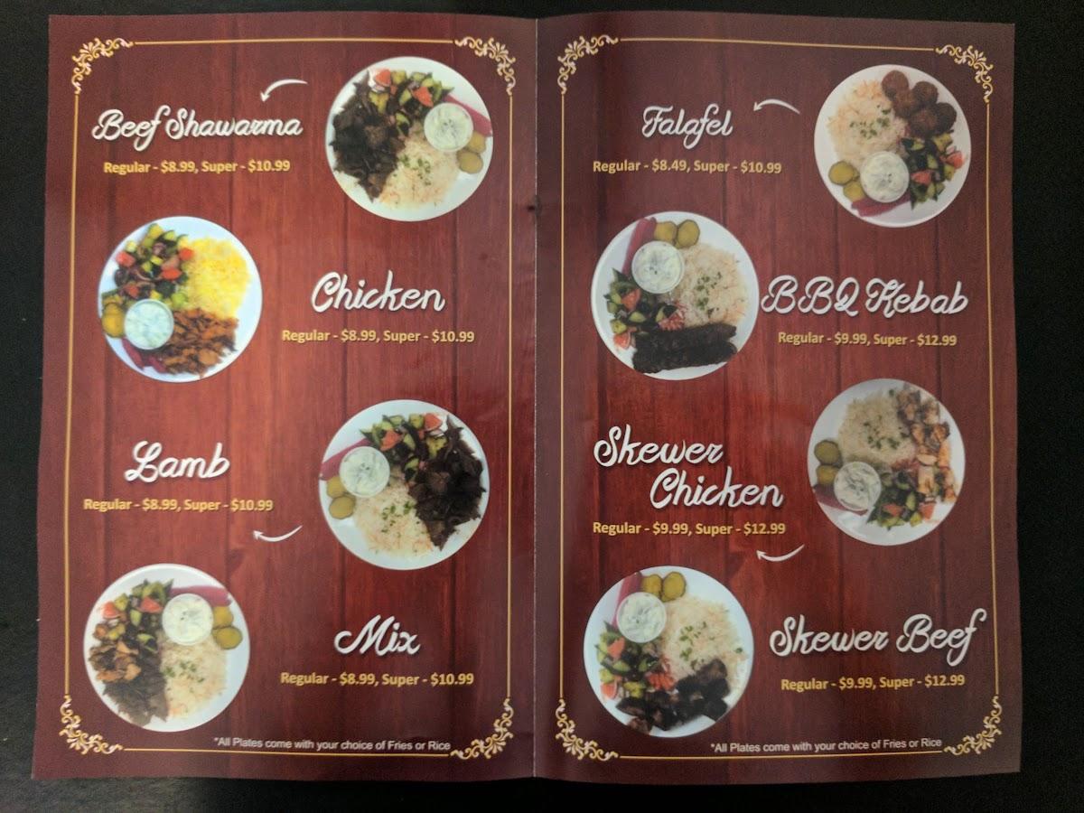 Menu at Shawarma Corner restaurant, New Westminster