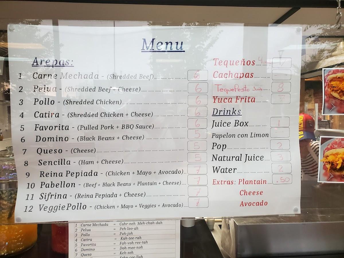 Menu at Arepa Queen restaurant, Grande Prairie
