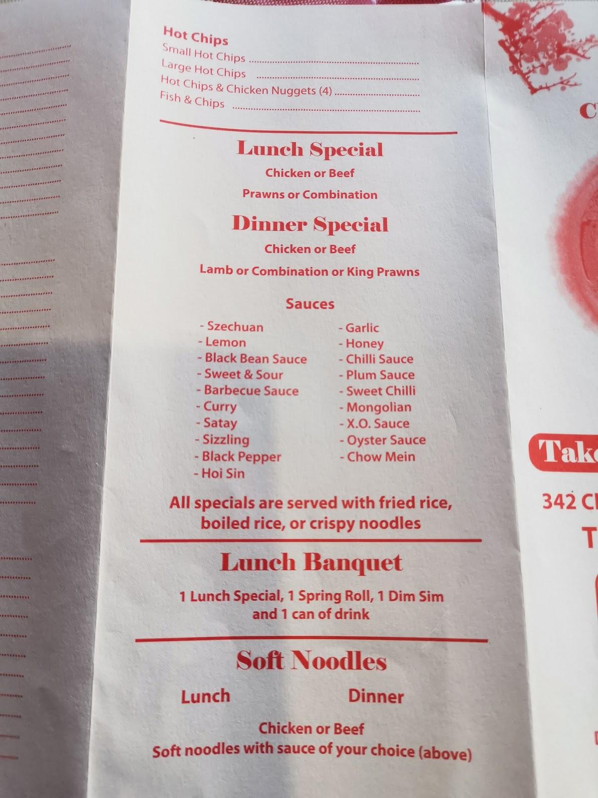 Menu at Fu Yuan Chinese Restaurant, Parkes