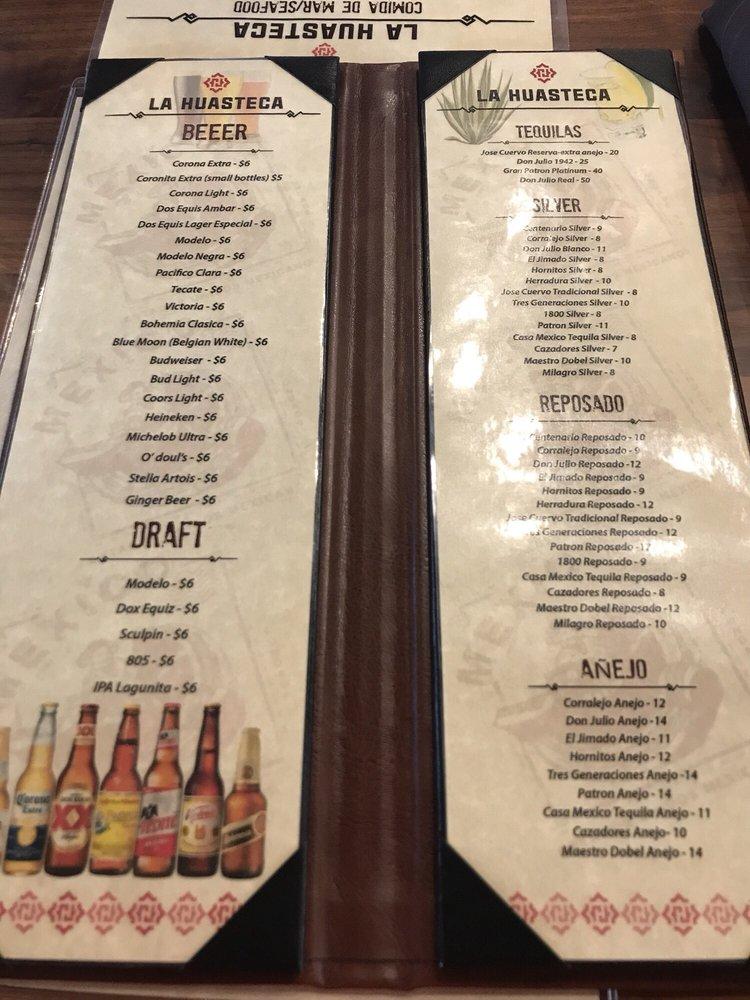 Menu at La Huasteca restaurant, Buena Park