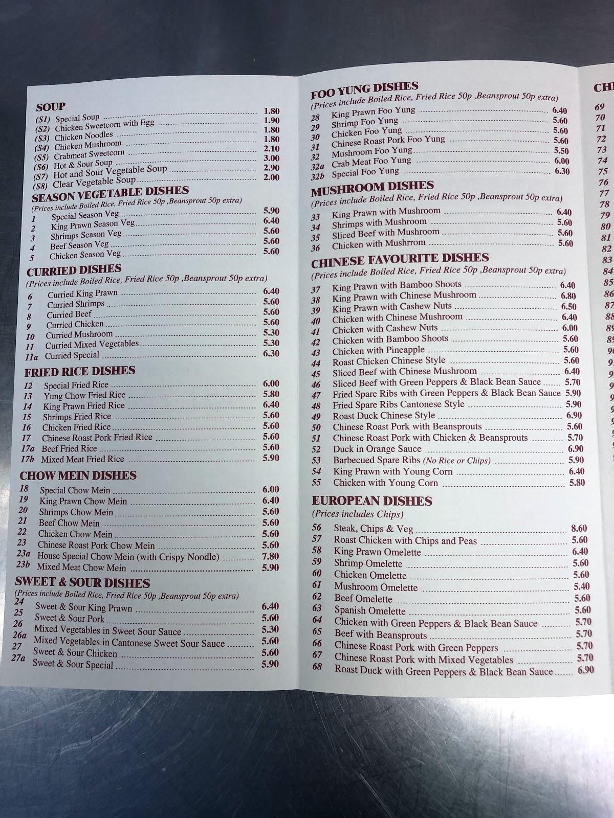 Menu at Chung Ku fast food, Liverpool, 9 Childwall Priory Rd