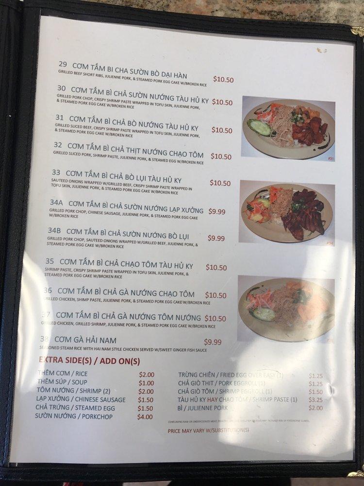 Menu at Com Tam Thuan Kieu Restaurant, Tucson