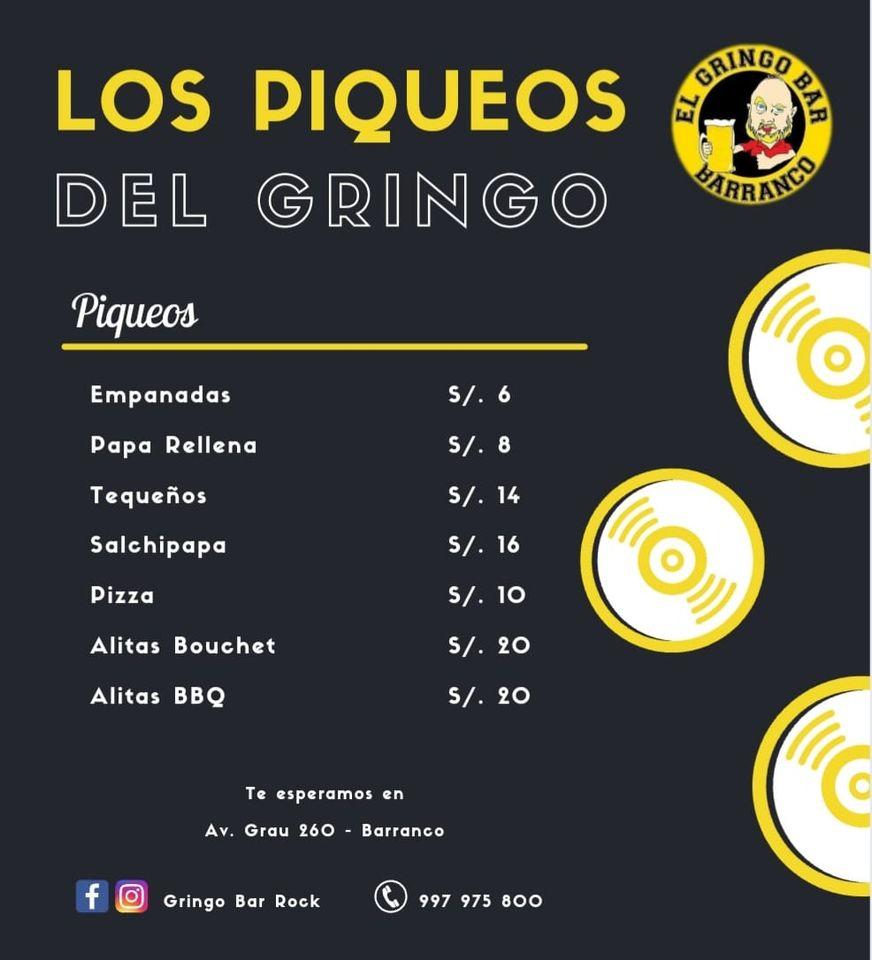Menu at El Gringo Bar, Barranco District