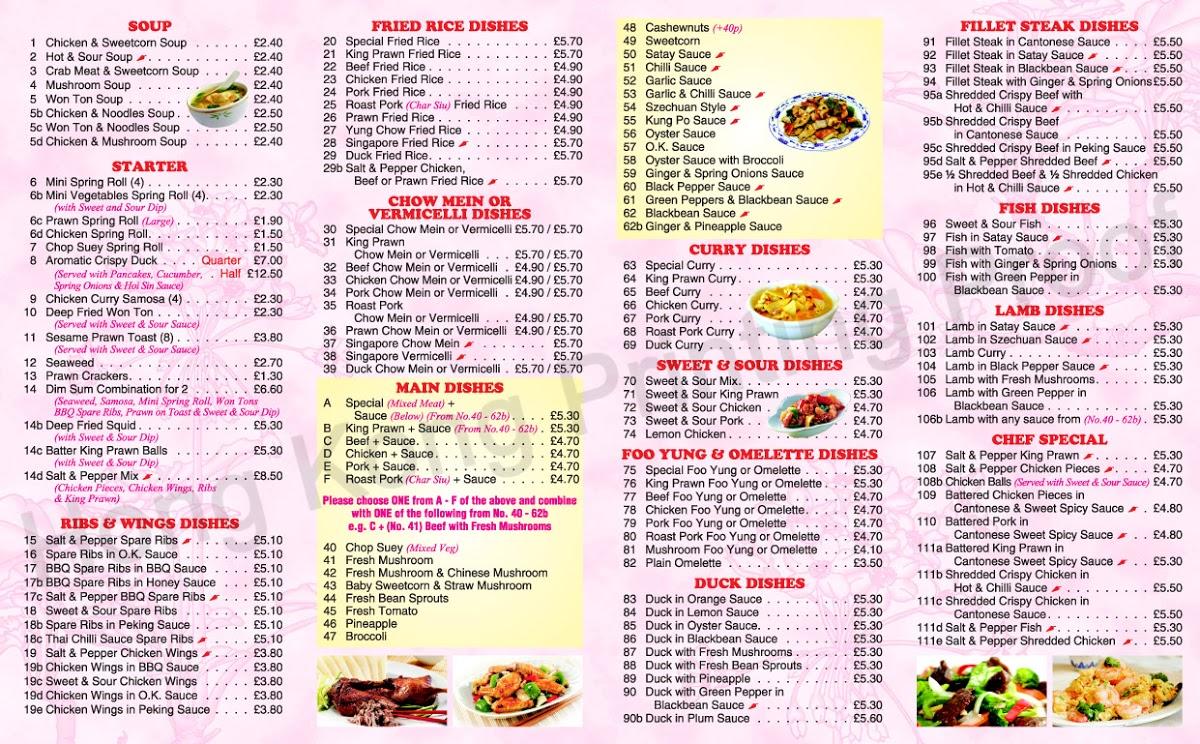 Menu at Gar Pan restaurant, Manchester, 526 Stretford Rd