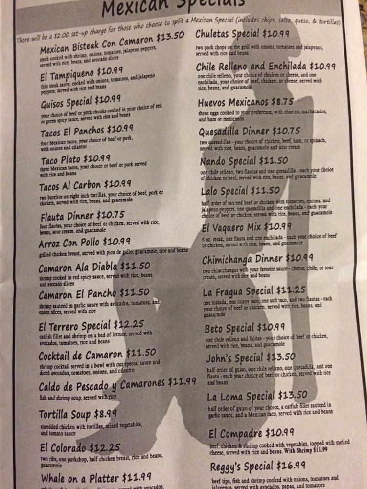 Menu at Los Vaqueros #4 restaurant, Oklahoma City, S Air Depot Blvd STE 2