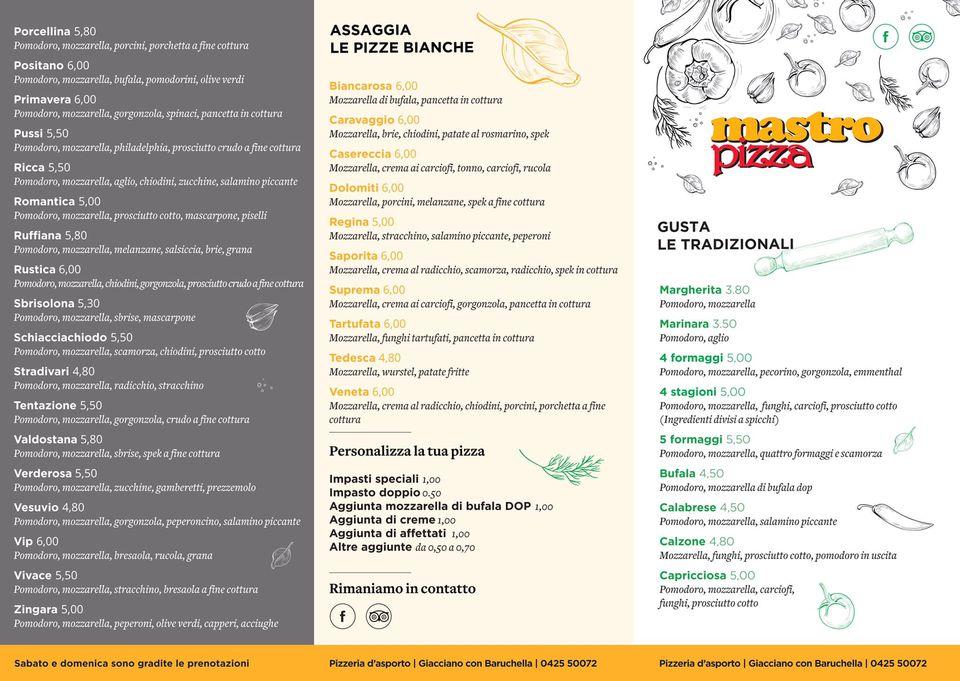 Menu at Mastro Pizza pizzeria, Baruchella