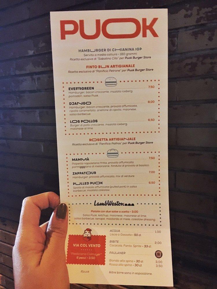 Menu da PUOK (Vomero) ristorante, Napoli