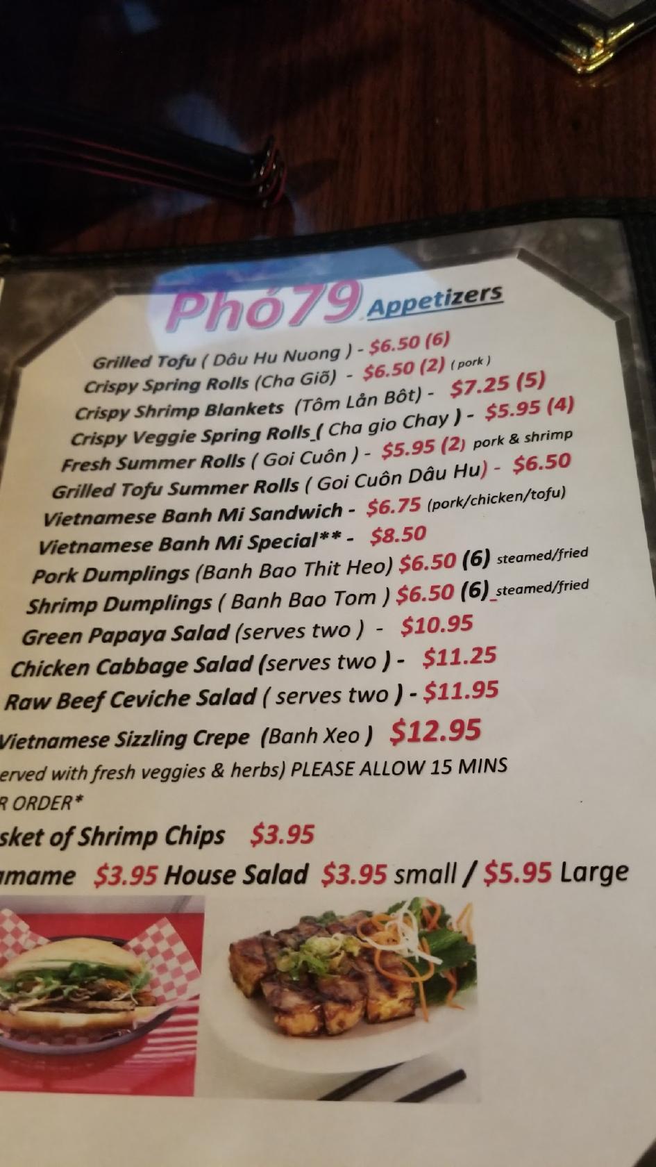 Menu at Pho 79 Pinecrest restaurant, Pinecrest, S Dixie Hwy