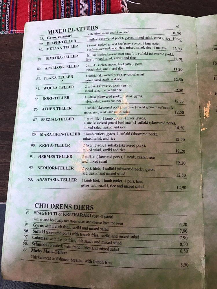 Speisekarte von Restaurant Delphi, Bad Windsheim
