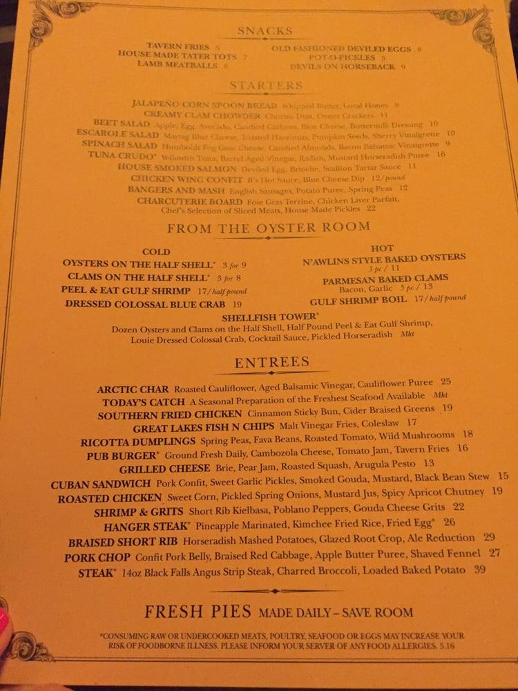 Menu at The Pearl restaurant, Columbus, 641 N High St