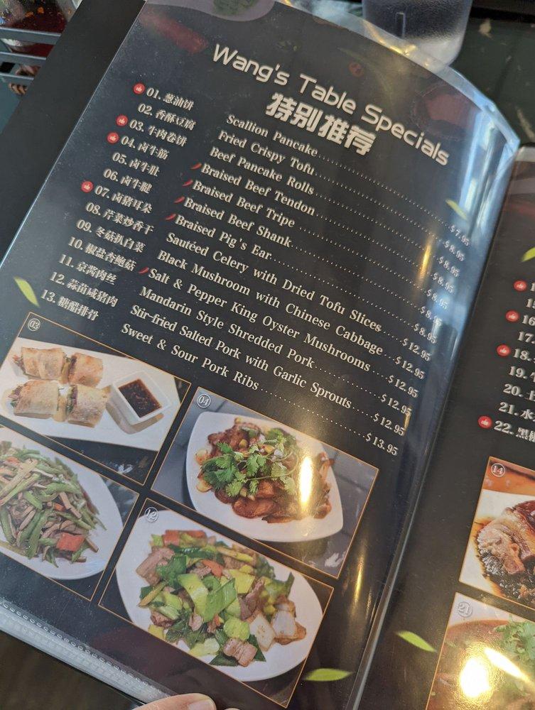 Menu at WANG'S TABLE restaurant, Reno