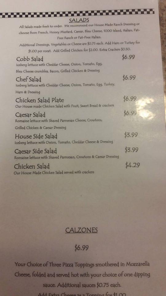 Menu at Big Boyz Pizza pizzeria, Brookville