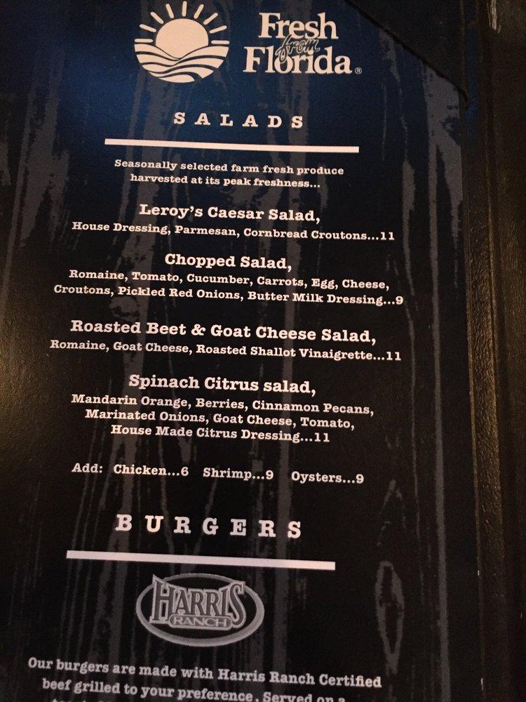 Menu at Leroy's Southern Kitchen & Bar, Punta Gorda