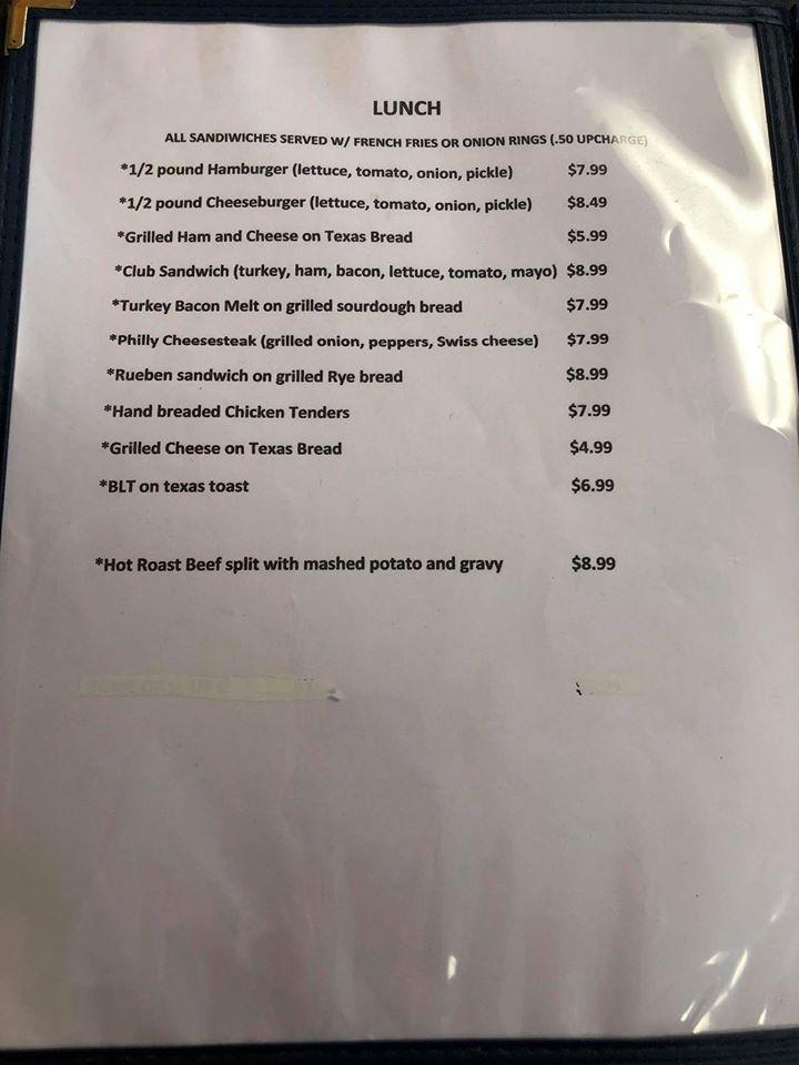 Menu at M&M Diner restaurant, London