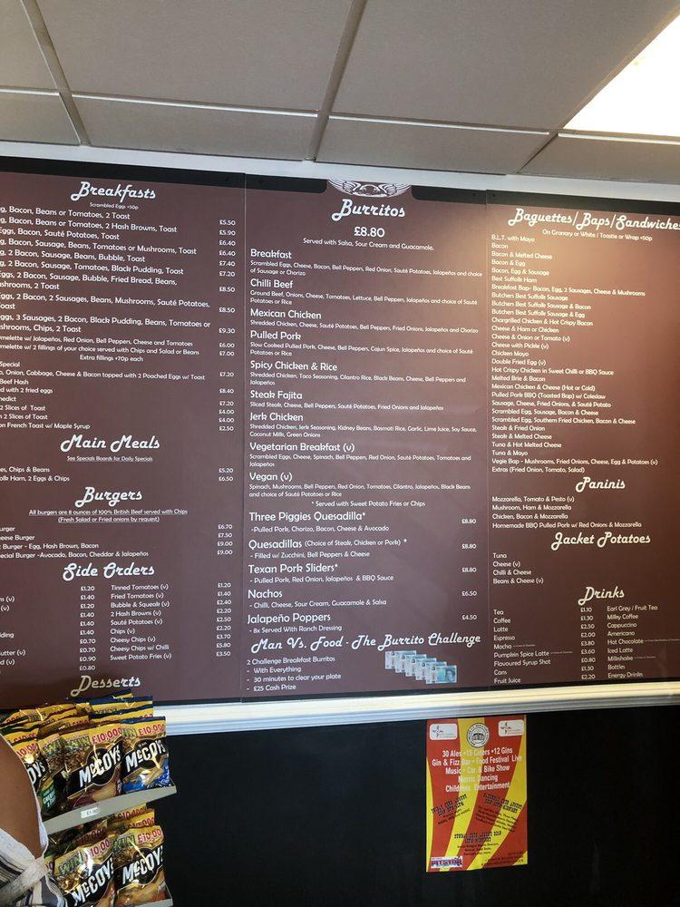 Menu at Angels Cafe, Mildenhall