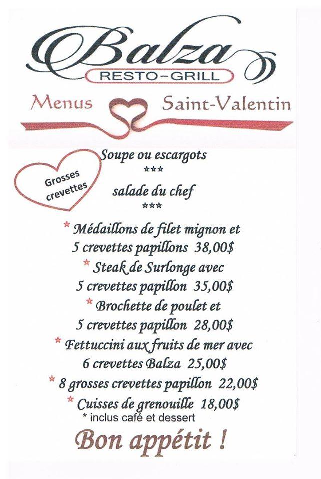 Menu au Balza BBQ, Rougemont