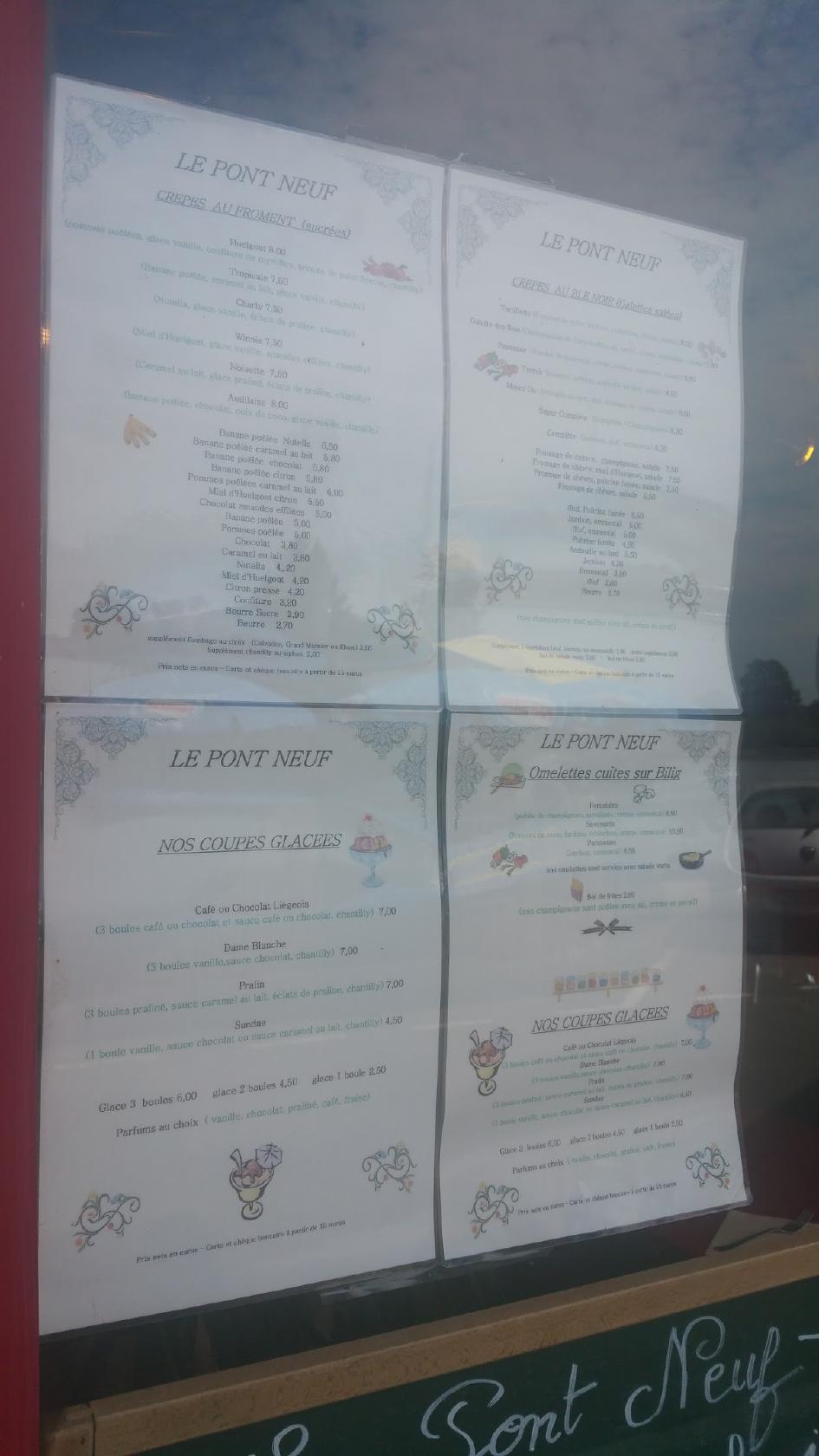 Menu at Crêperie Le Pont Neuf pub & bar, Huelgoat