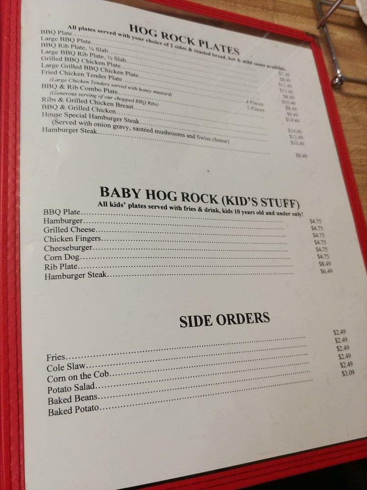 Menu at Hog Rock Bar-B-Q, Wetumpka