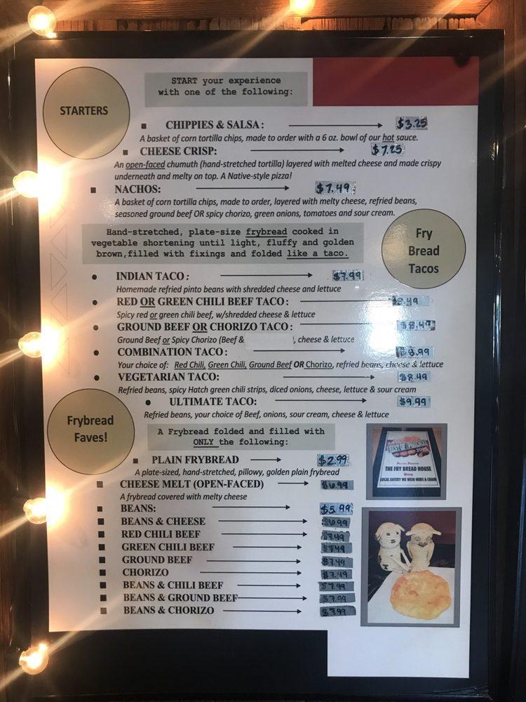 Menu at Fry Bread House restaurant, Phoenix, N 7th Ave