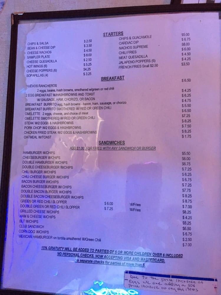 Menu at Steve's Klamm Shell Inc pub & bar, Pueblo