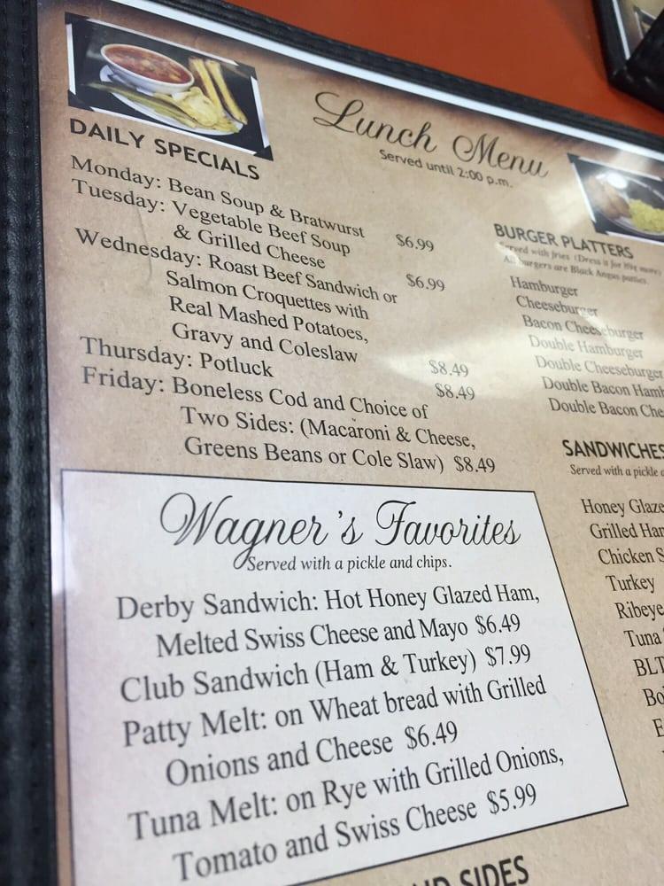 Menu at Wagner's Pharmacy restaurant, Louisville