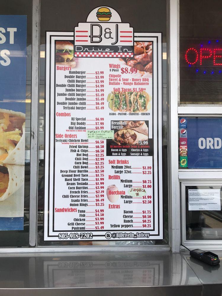 Menu at B&J Drive - In restaurant, Ventura