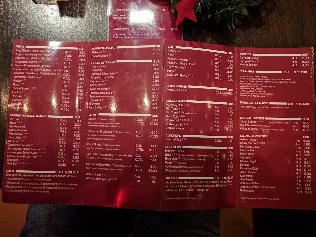 Speisekarte von Cafe Bar Shakespeare, München