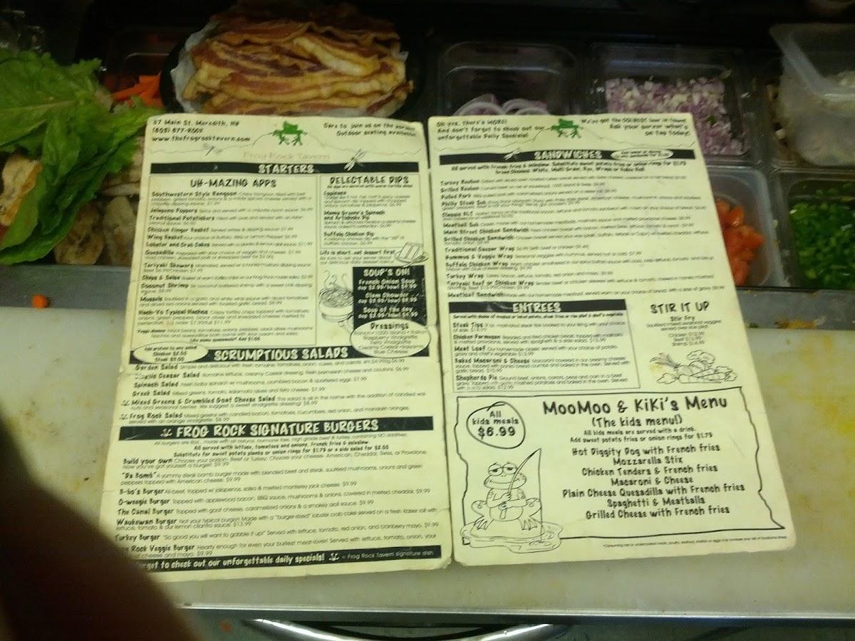 Menu at Frog Rock Tavern pub & bar, Meredith