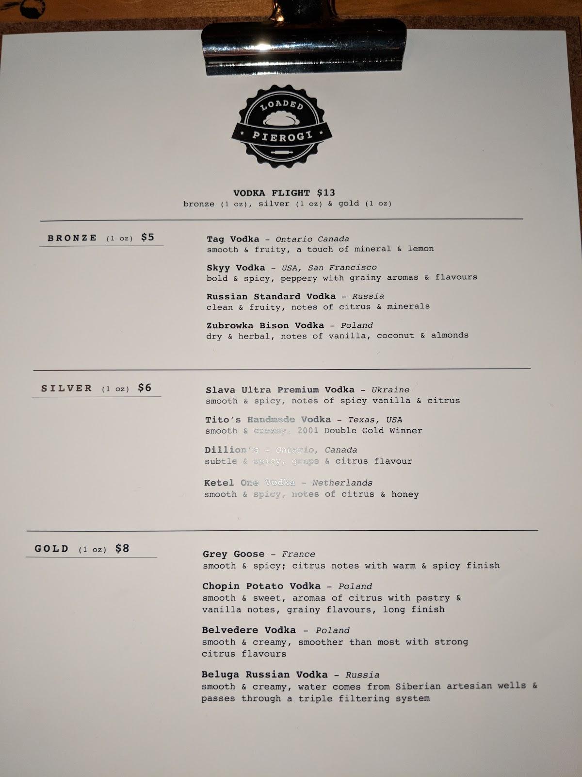 Menu at Loaded Pierogi pub & bar, Hamilton