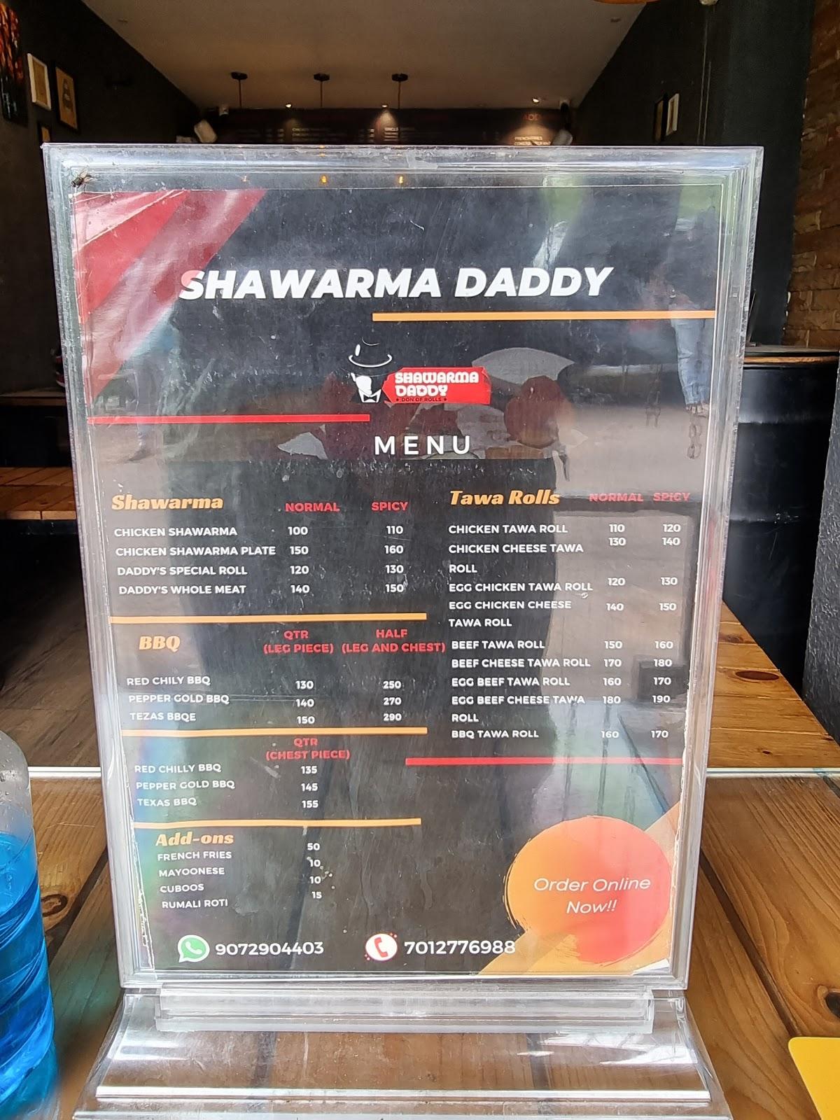 Menu at Shawarma Daddy, Kakkanad, Seaport-Airport Road